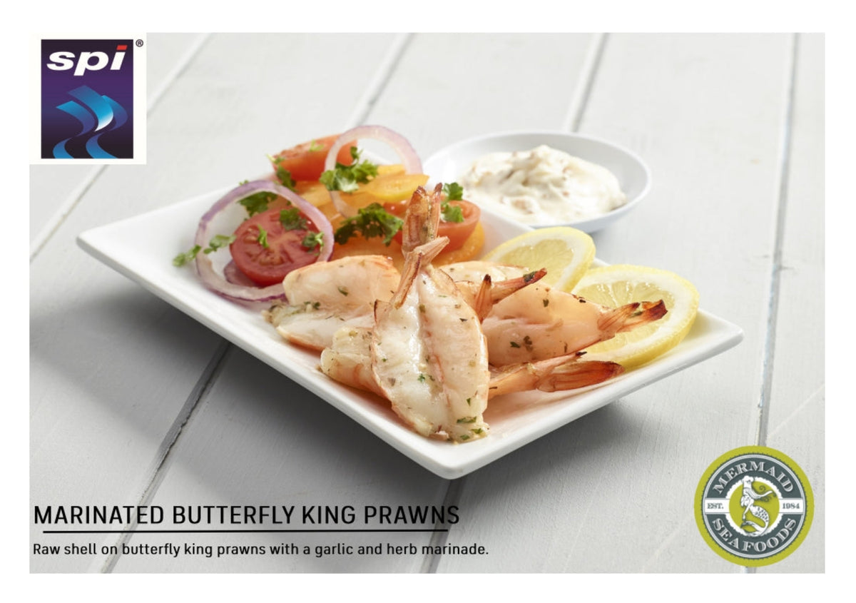 Marinated Butterfly King Prawns - 1kg bag – Mermaid Seafoods